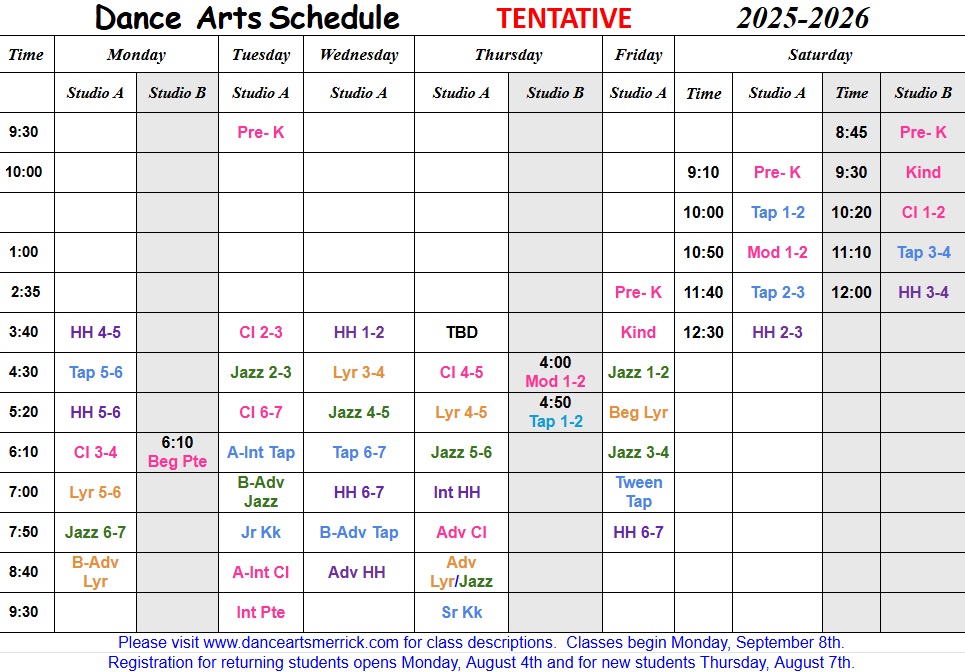 Tentative 2025-2026 Information - Donna Carbone's Dance Arts